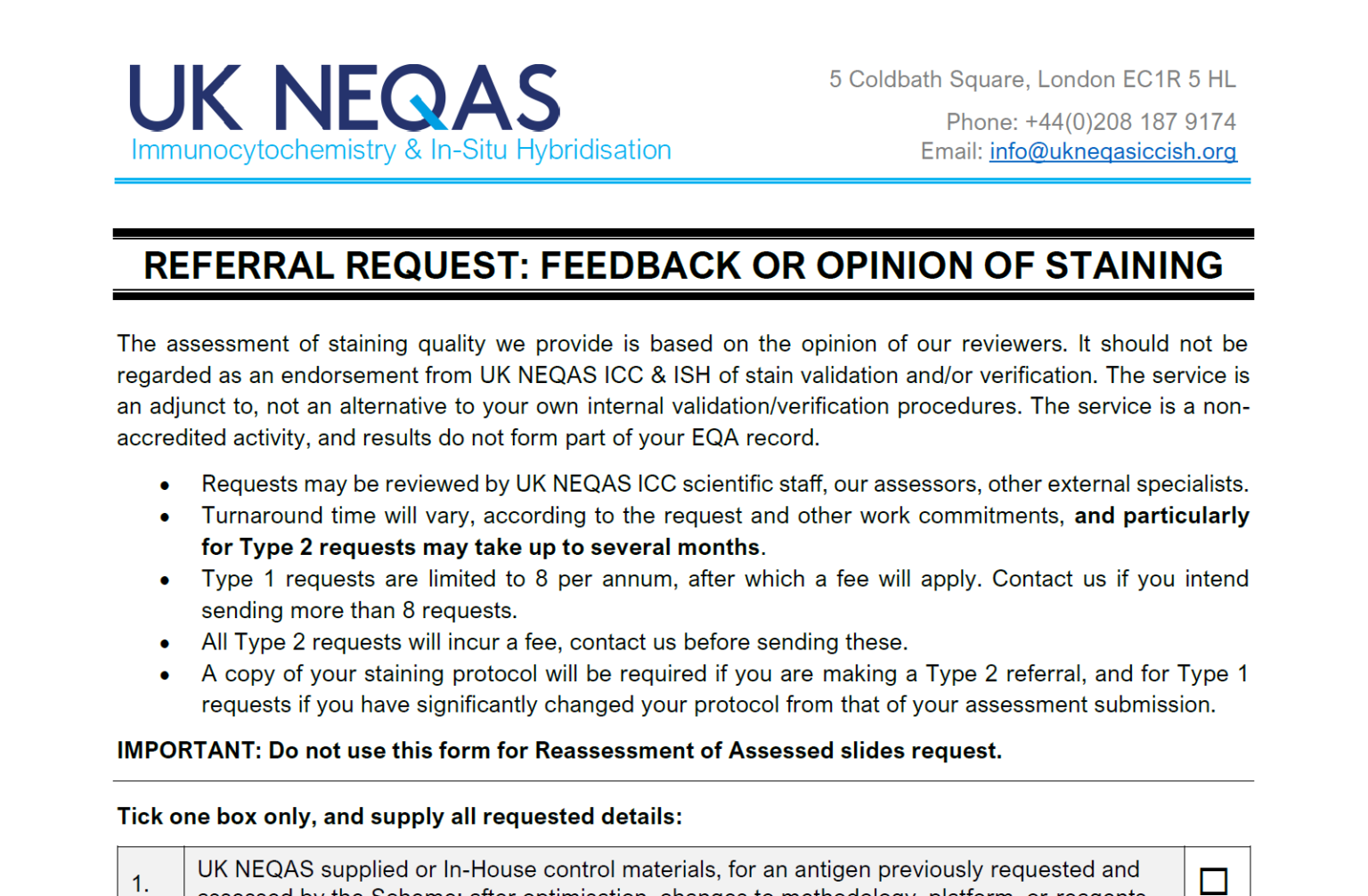 Referral Assessment Request Form – UK NEQAS – ICC & ISH